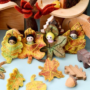 Felt Maple Leaf Bud Baby | Waldorf Inspired Leaf Bed With Bud Baby | Felt Autumn Leaf | Felt ...