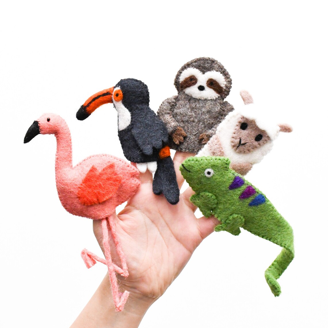 Felt Finger Puppet Set: South American Amazon Rainforest Animals, Sloth ...