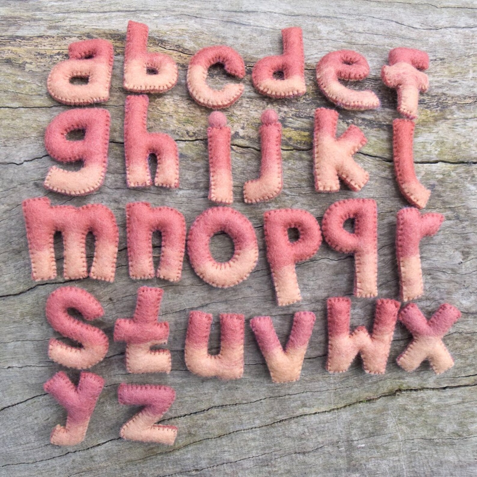Felt Alphabet Small Letters In Blush Ombre Tones Etsy