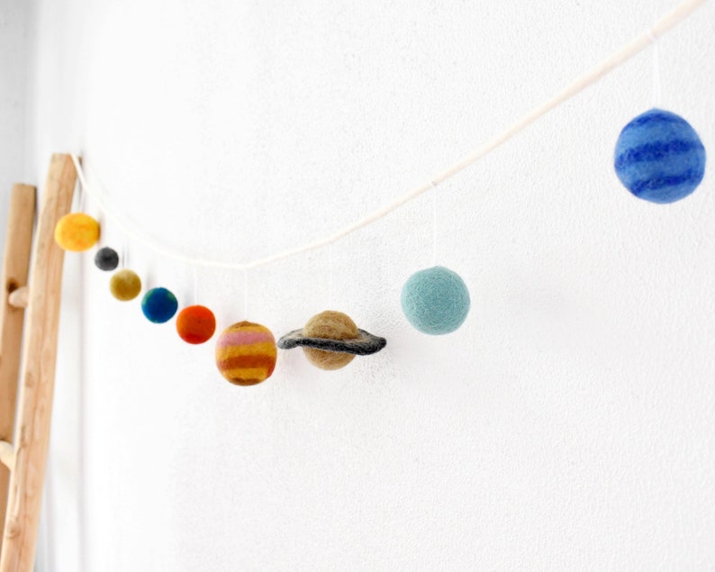 Solar System Space Garland (made From Wool Felt) Sun, Mercury, Venus ...