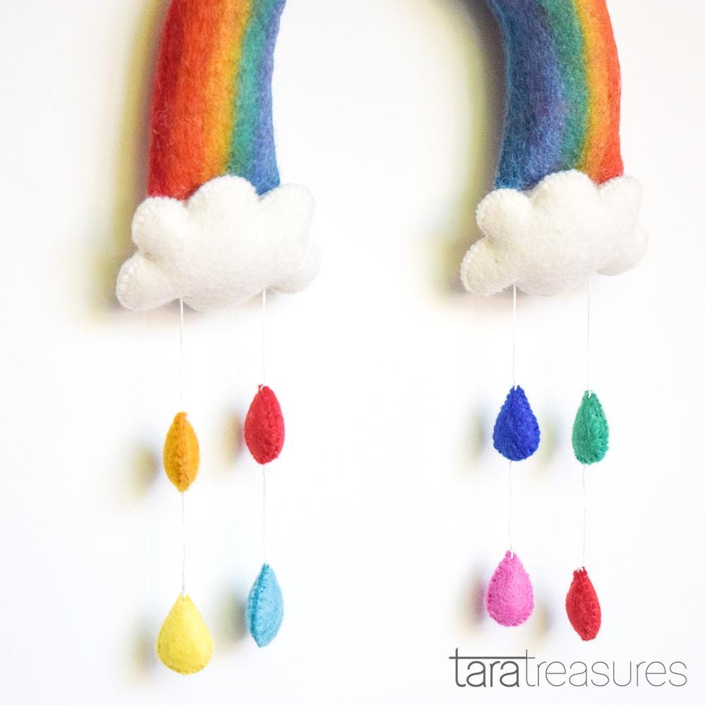 Rainbow With Colourful Raindrops Baby Nursery Cot Crib Mobile - Etsy