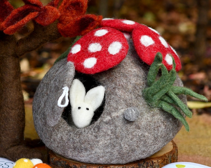 Needle Felted Mushroom Home and Playscape, Felt Playscape for Pokemon ...