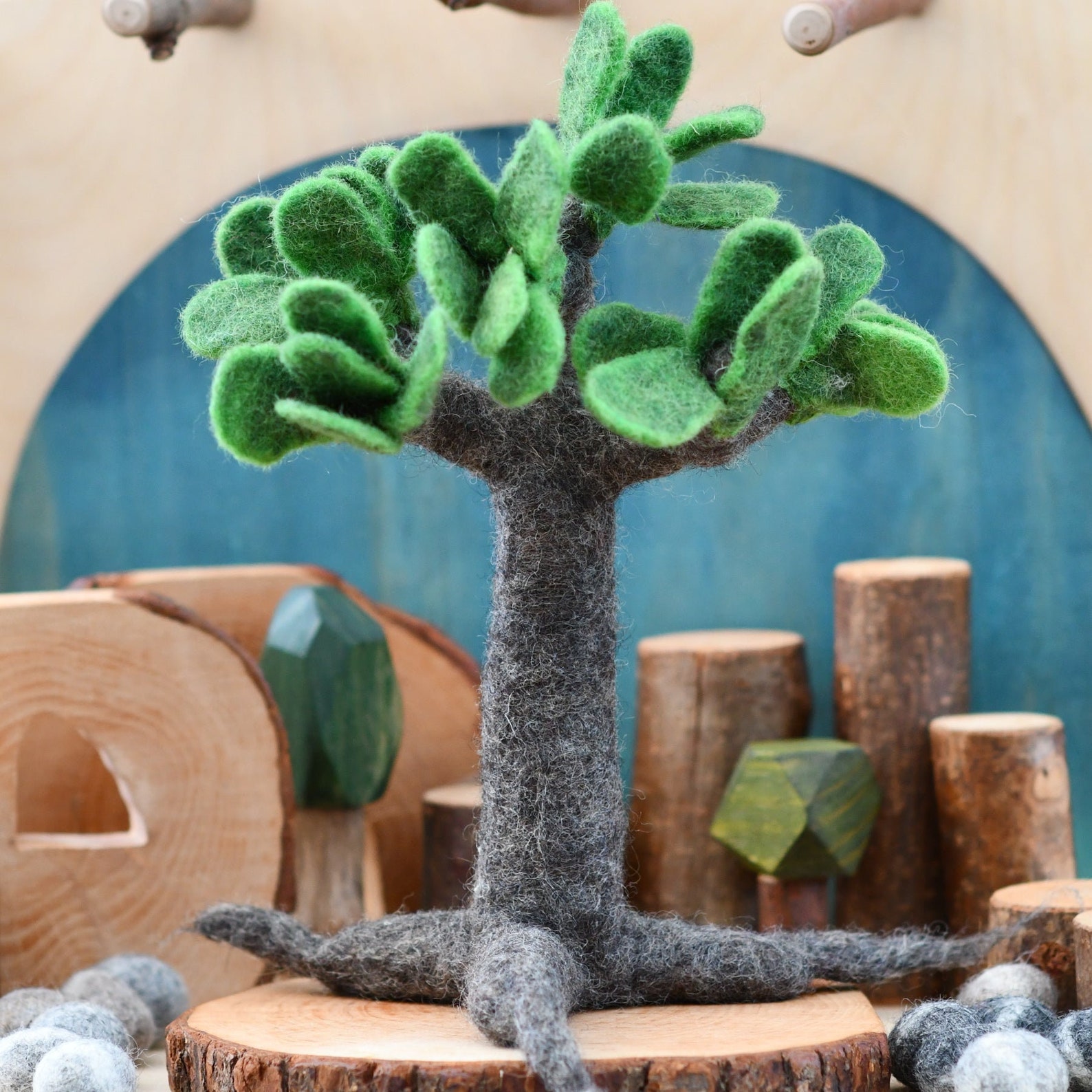 Felt Summer Seasonal Tree / Felt Tree With Green Leaves / Felt Toy Tree ...
