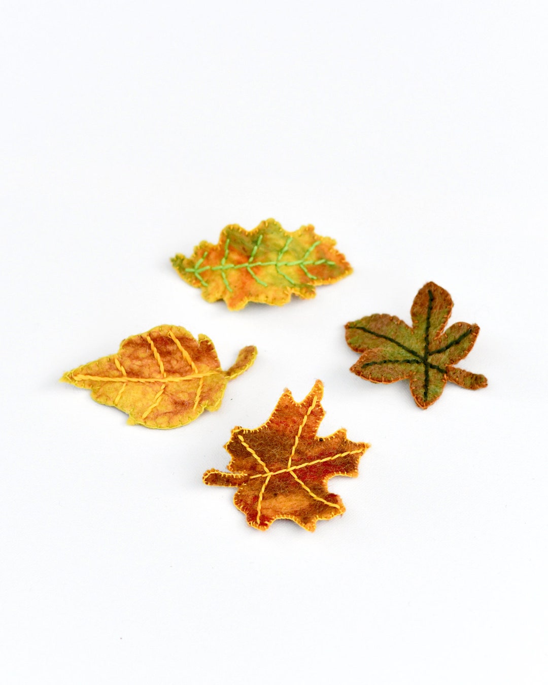 4 Felt Autumn Fall Leaves | Set of 4 Felt Leaves| Felt Birch, Oak ...