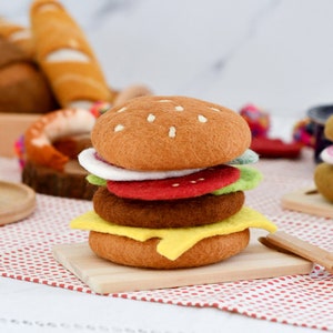 Felt Burger Stack | Felt Play Food | Pretend Play Felt Food | Pretend ...