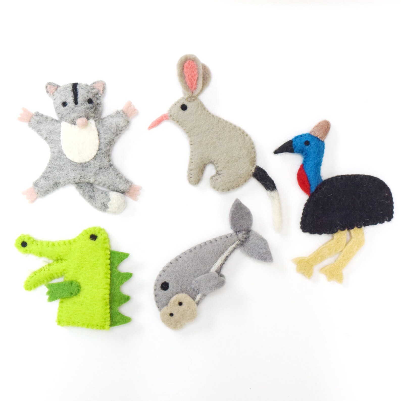 Australian Animals Finger Puppet Set | Crocodile, Sugar Glider ...