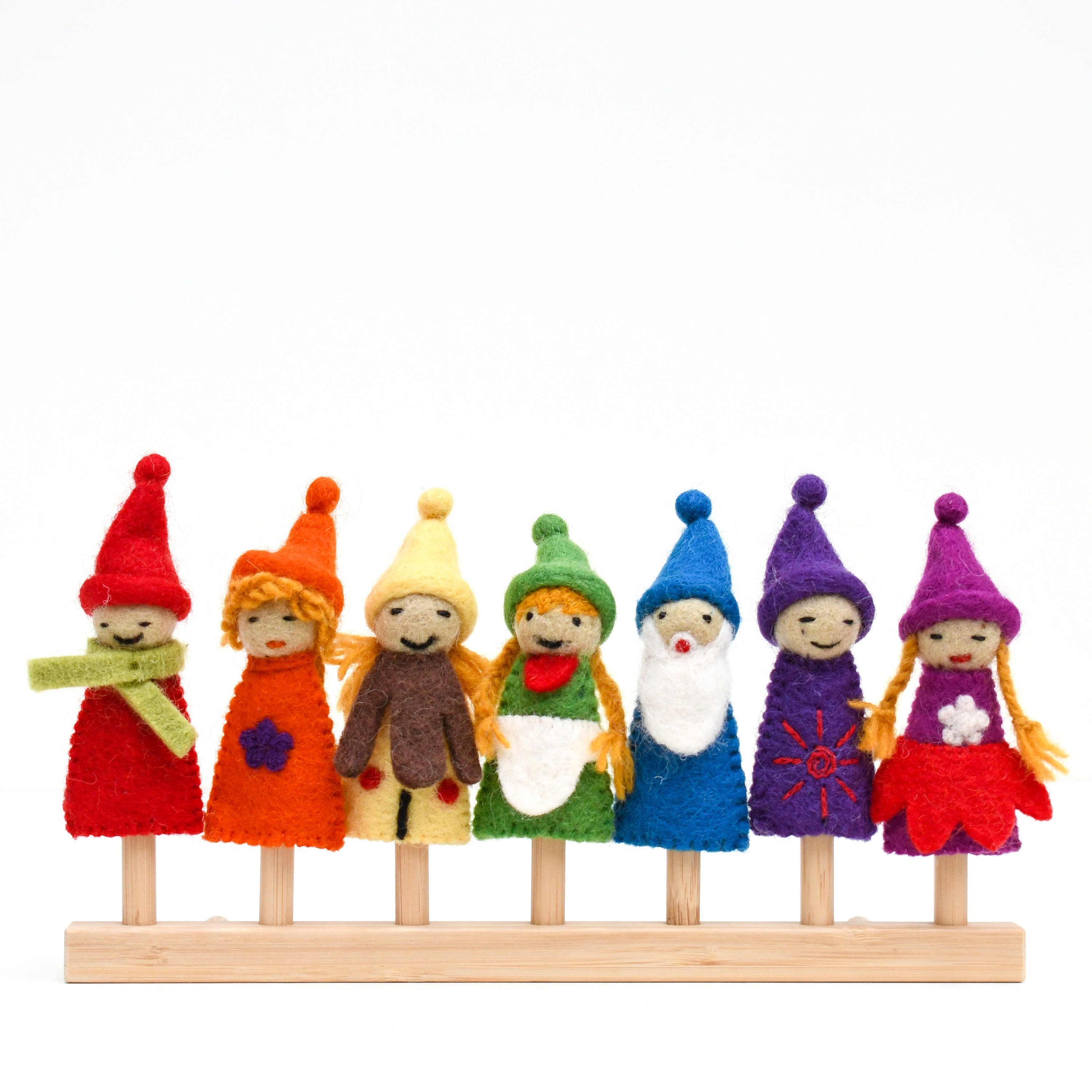 Rainbow Colourful Gnomes Finger Puppet Set (waldorf Steiner Inspired ...