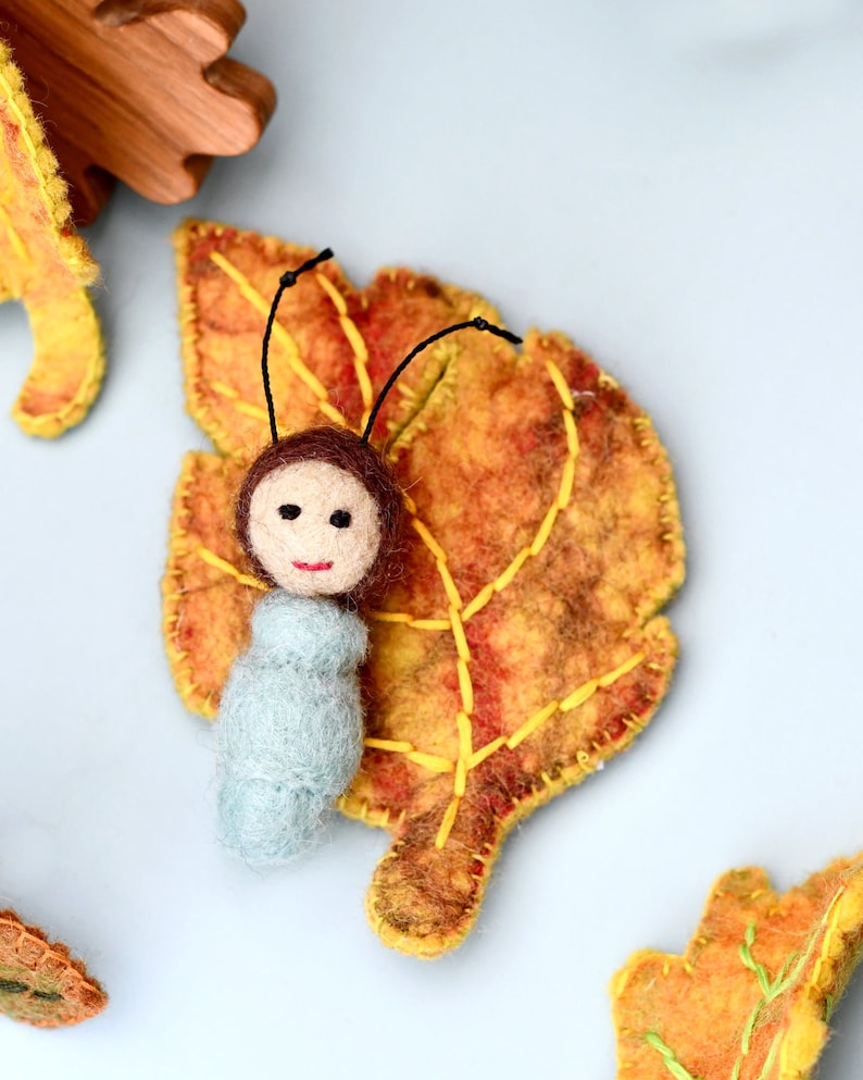 Felt Birch Leaf Baby | Waldorf Inspired Leaf Bed With Bud Baby, Felt ...