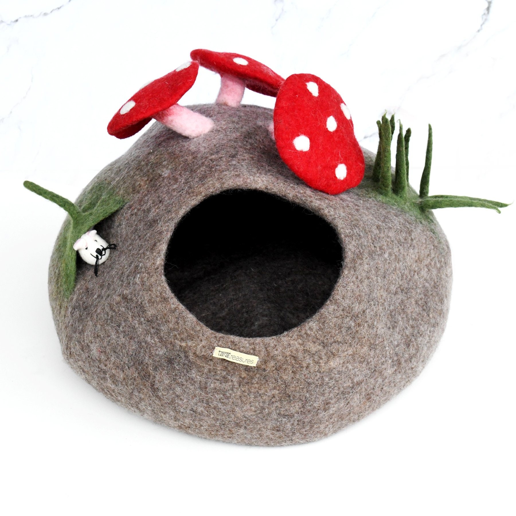 Cat Cave Toadstool Mushroom With White Mouse Toy / Cat Bed Cat - Etsy
