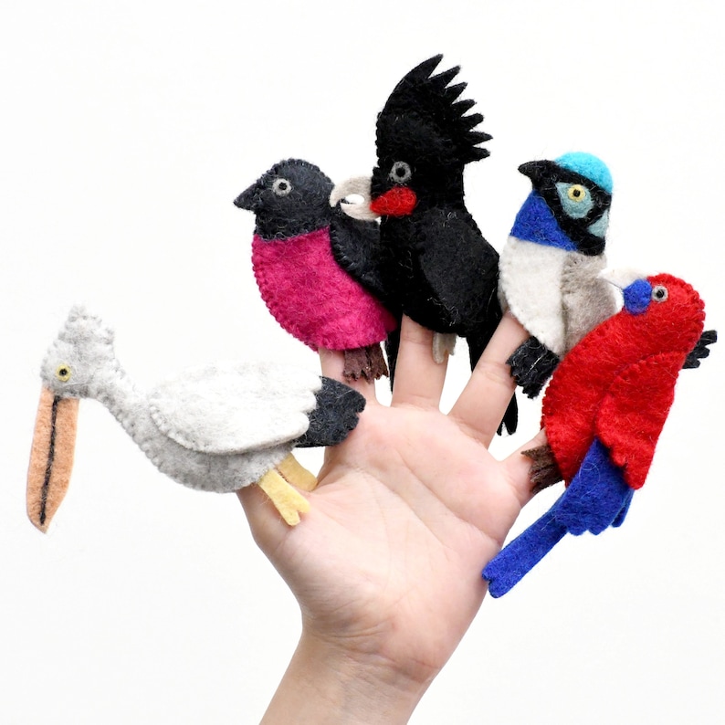 Australian Colourful Birds Finger Puppet Set Australiana - Etsy