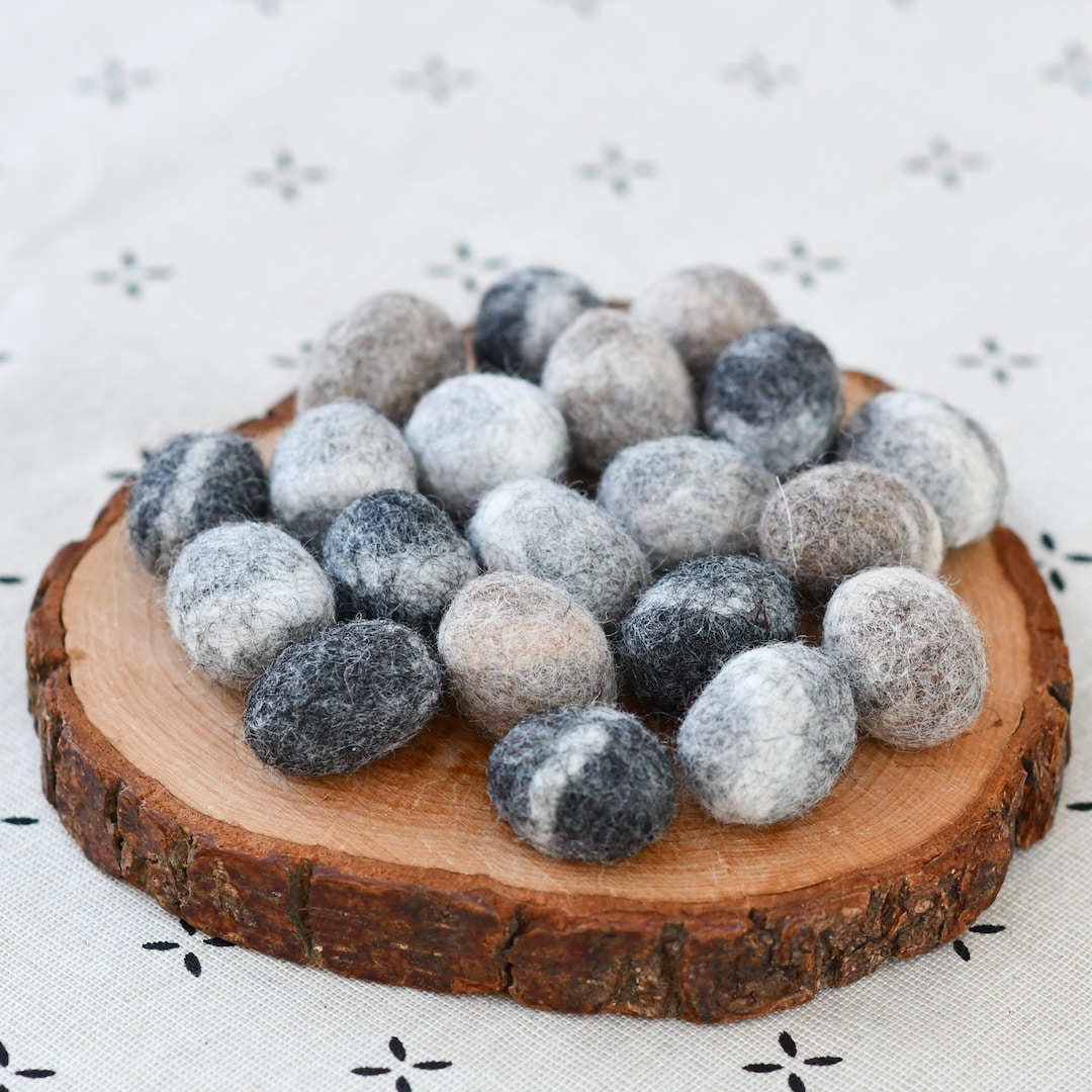 Felt Pebbles Stones in a Pouch - 3cm - 20 Pebbles - Loose Parts Play - Etsy