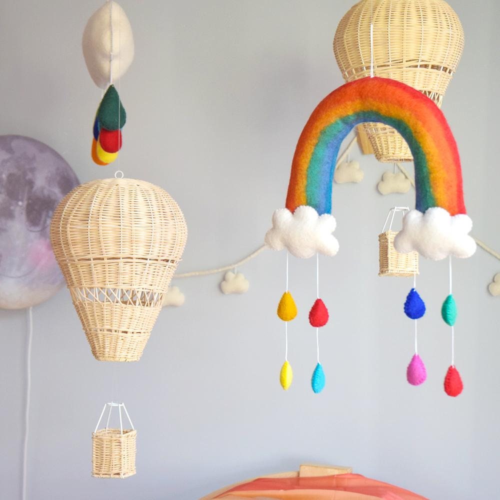 Rainbow With Colourful Raindrops Baby Nursery Cot Crib Mobile - Etsy