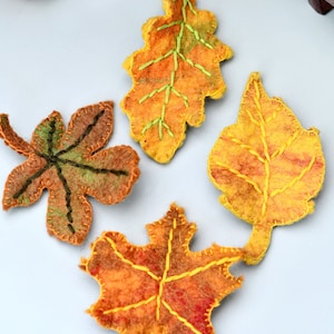 4 Felt Autumn Fall Leaves | Set of 4 Felt Leaves| Felt Birch, Oak ...