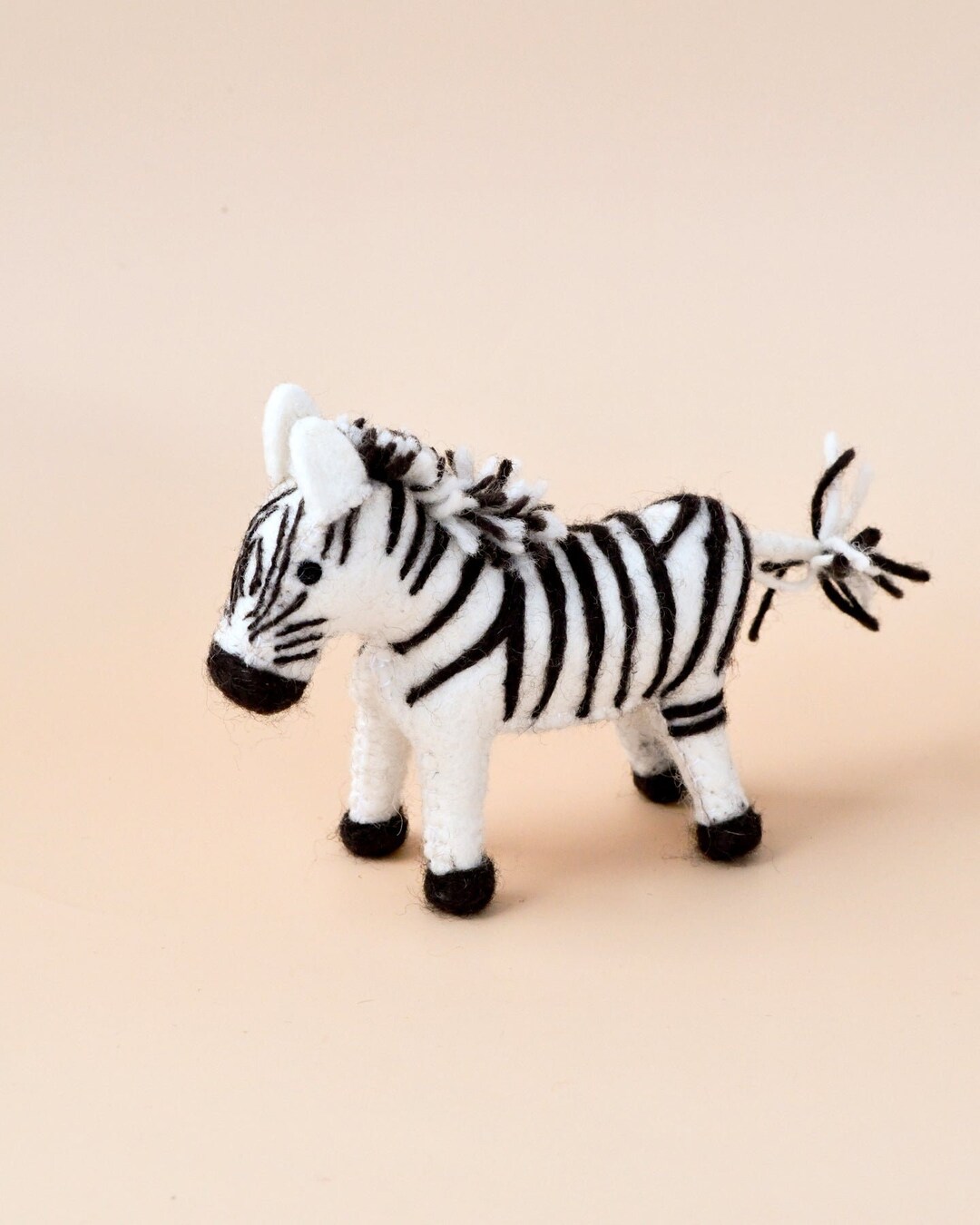 Felt Zebra Soft Toy for Safari Play, Felt Pretend Safari Toy, Tara ...