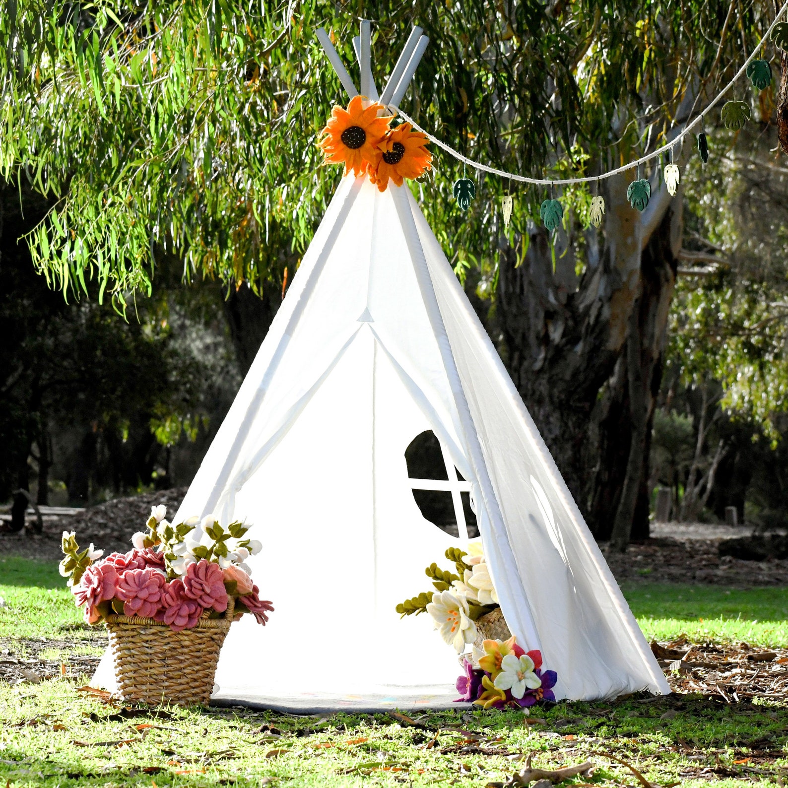 Yellow Sunflowers Teepee Topper, Felt Sunflower Garland, Wet Felting ...