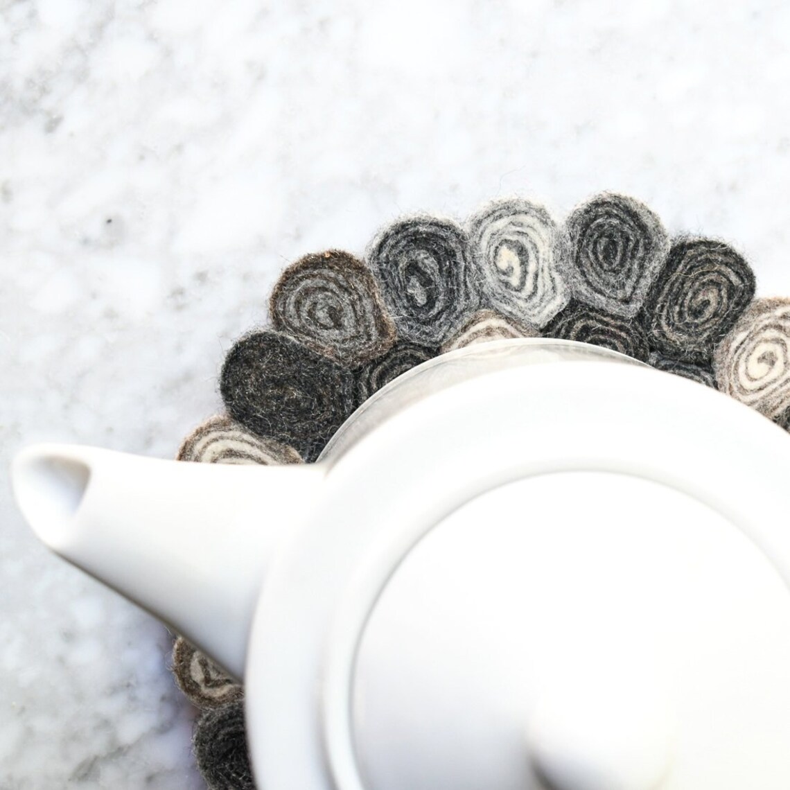 Teapot Pot Trivet Grey Spiral 20cm, Made From Wool Felt - Etsy