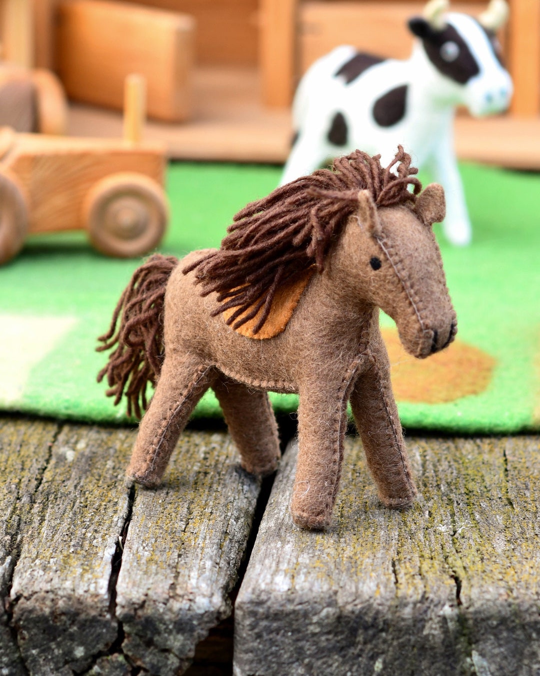 Felt Horse Farm Animal Toy: Montessori Farm Horse Felt Toy, Montessori ...