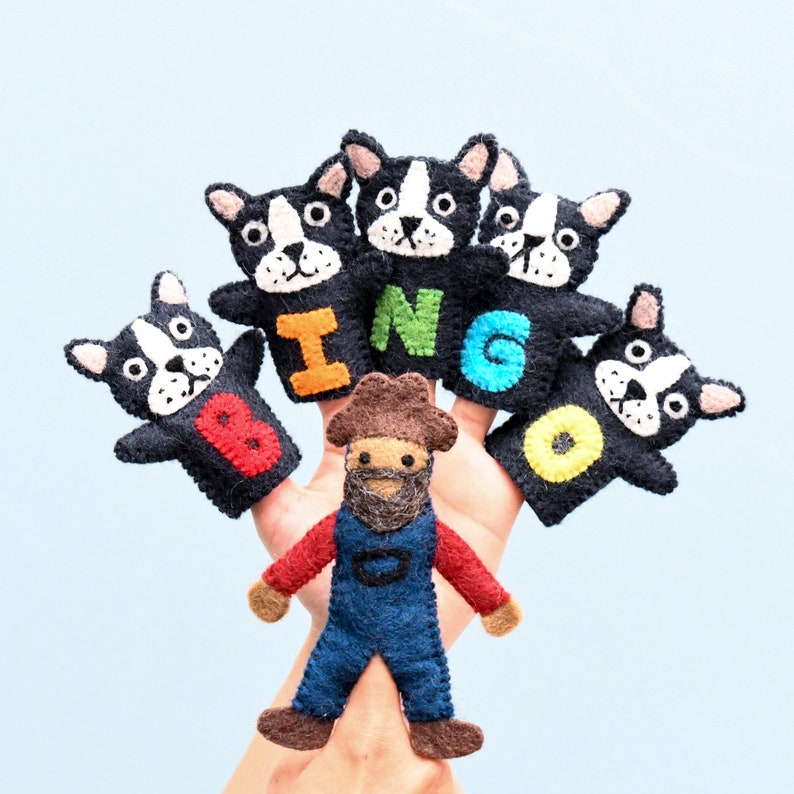 BINGO Finger Puppet Set / Bingo Dog and Farmer Finger Puppets - Etsy