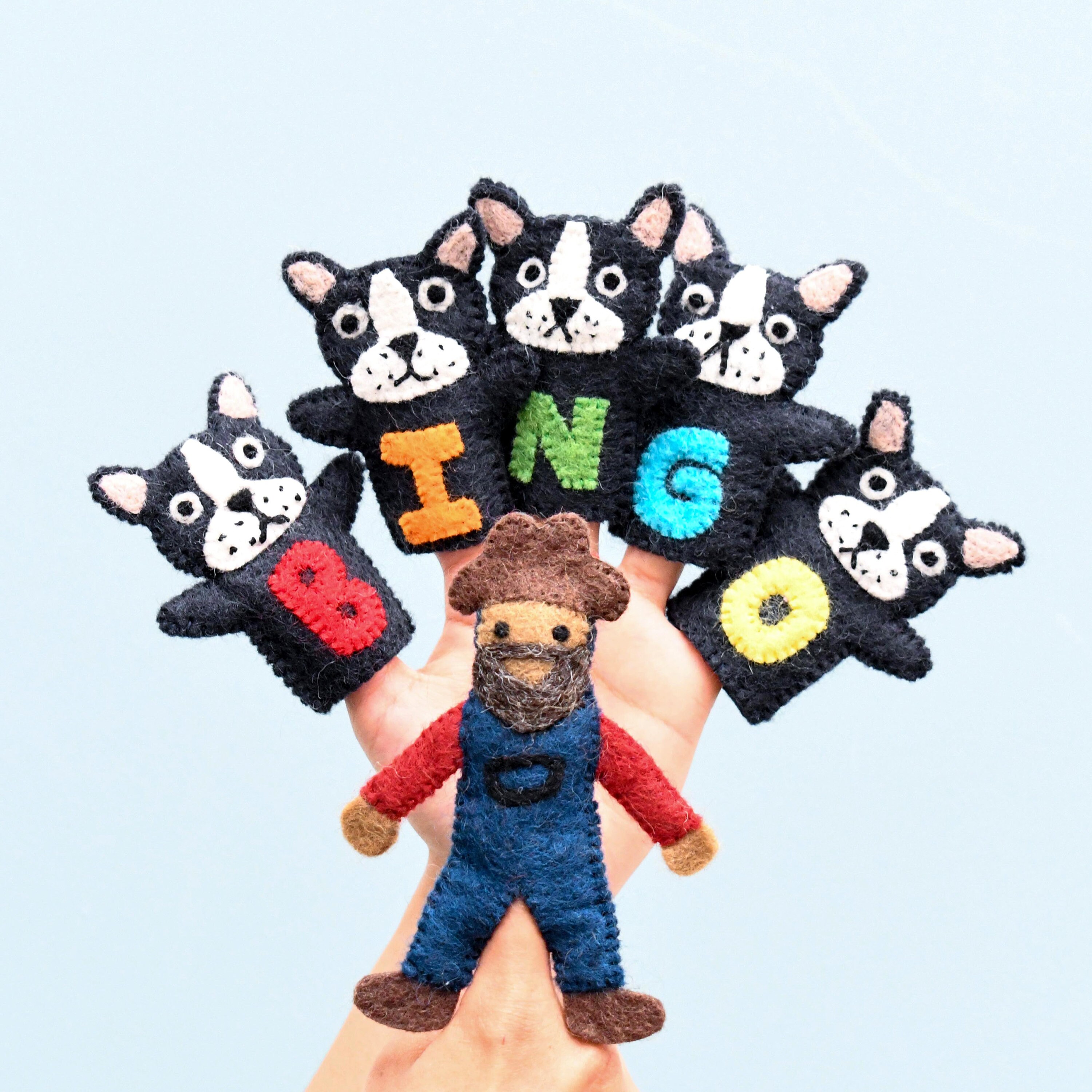 BINGO Finger Puppet Set / Bingo Dog and Farmer Finger Puppets - Etsy