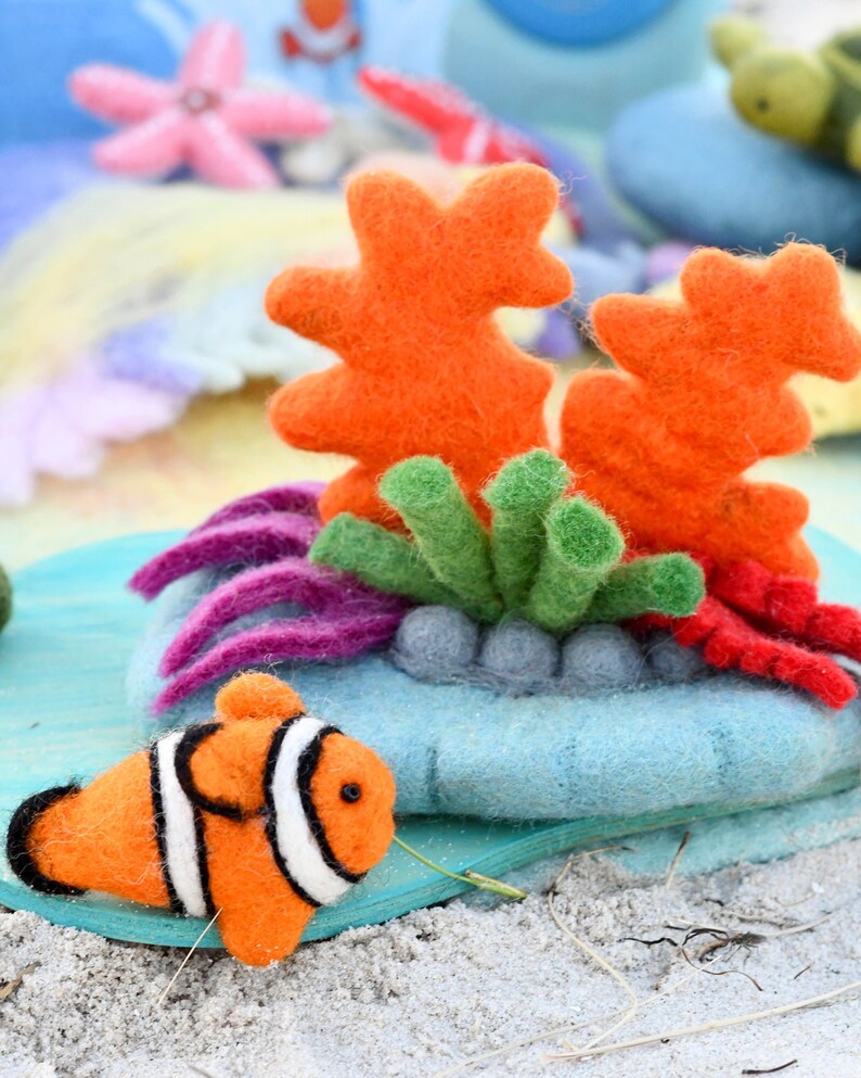 Felt Coral Reef With Clownfish Set Felt Coral Reef for Small - Etsy