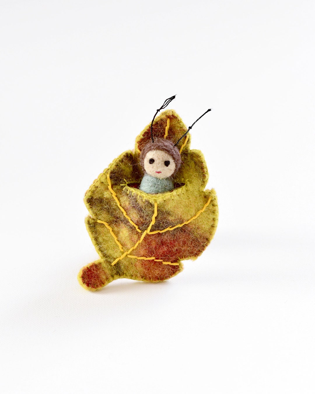 Felt Birch Leaf Baby | Waldorf Inspired Leaf Bed With Bud Baby, Felt ...