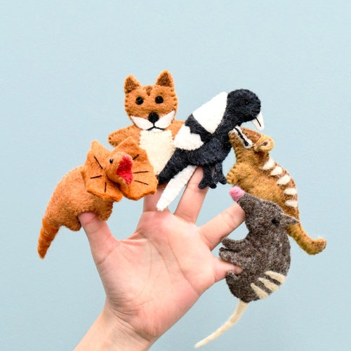 Australian Animals Finger Puppet Set Crocodile Sugar Glider - Etsy