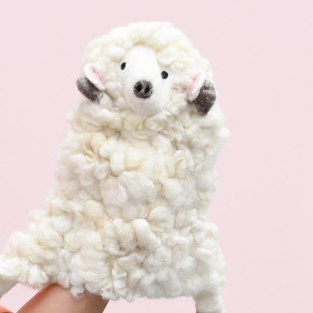 Fluffy Lamb Hand Puppet Made From Wool Felt, Waldorf Inspired Hand ...