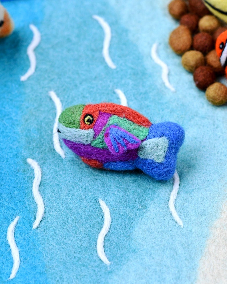 Felt Parrot Fish Toy, Coral Reef Fish: Parrot Fish for Loose Parts Play ...