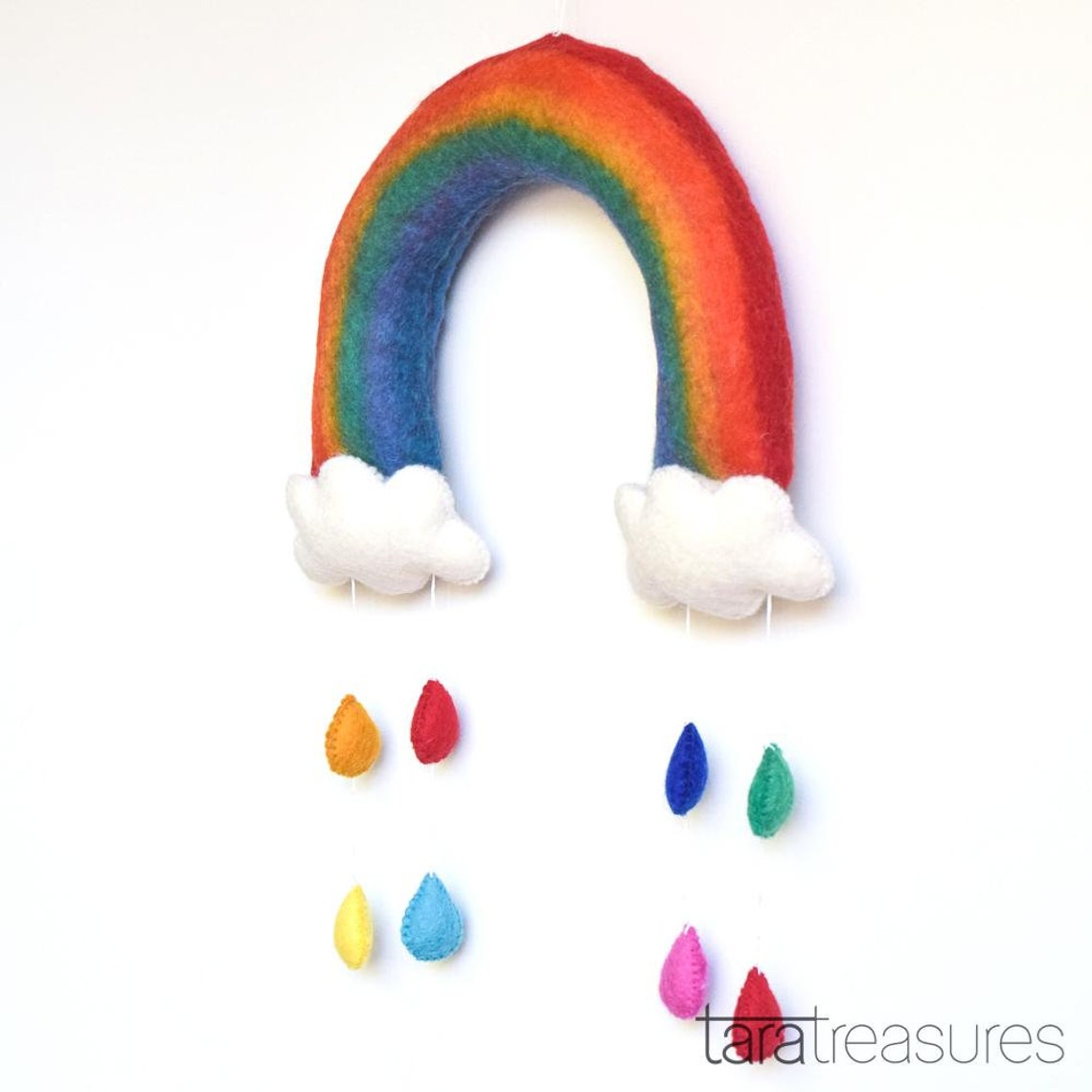 Rainbow With Colourful Raindrops, Baby Nursery Cot Crib Mobile - Etsy