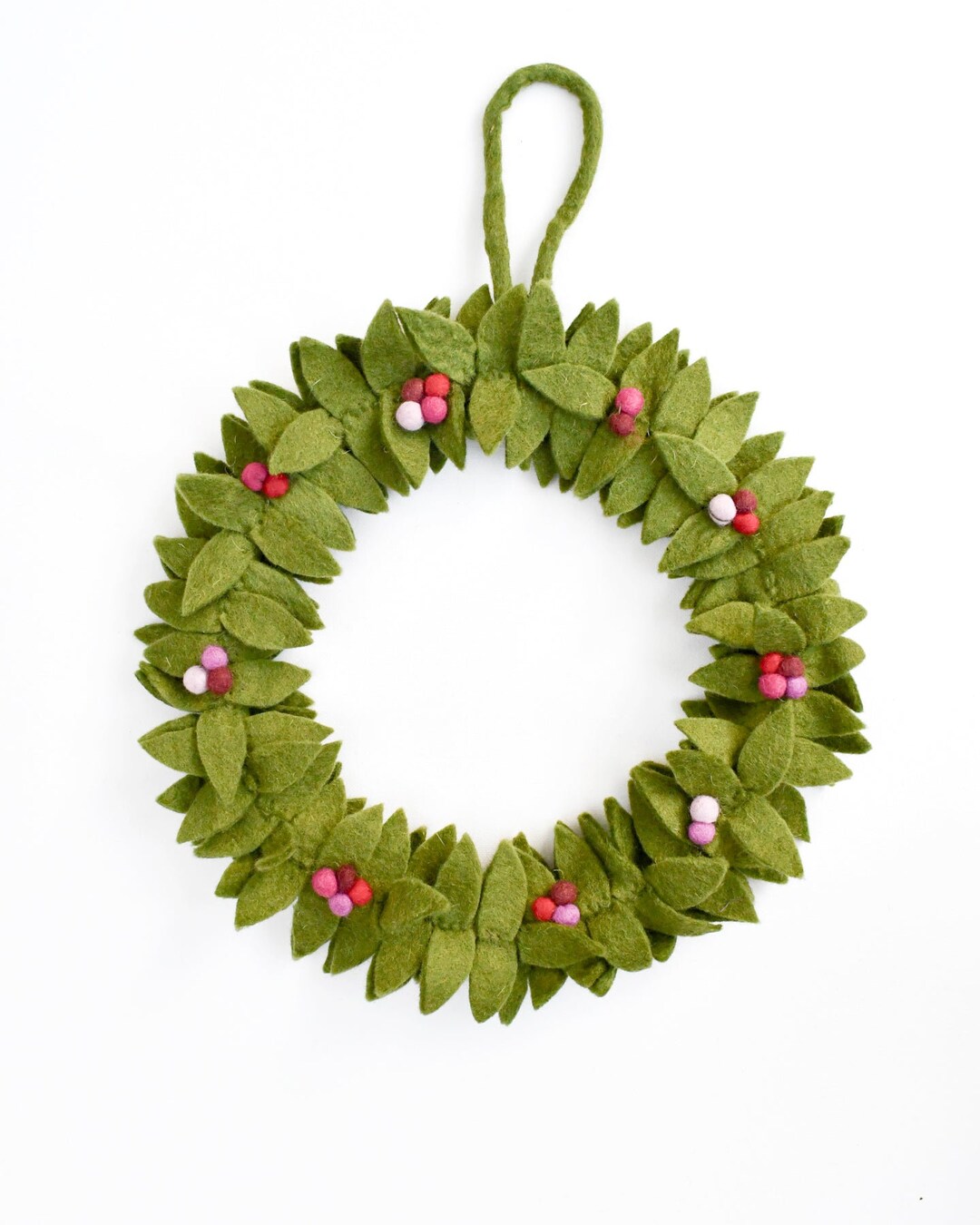 Felt Holly Wreath With Pink Berries, Fair Trade Christmas Wreath - Etsy