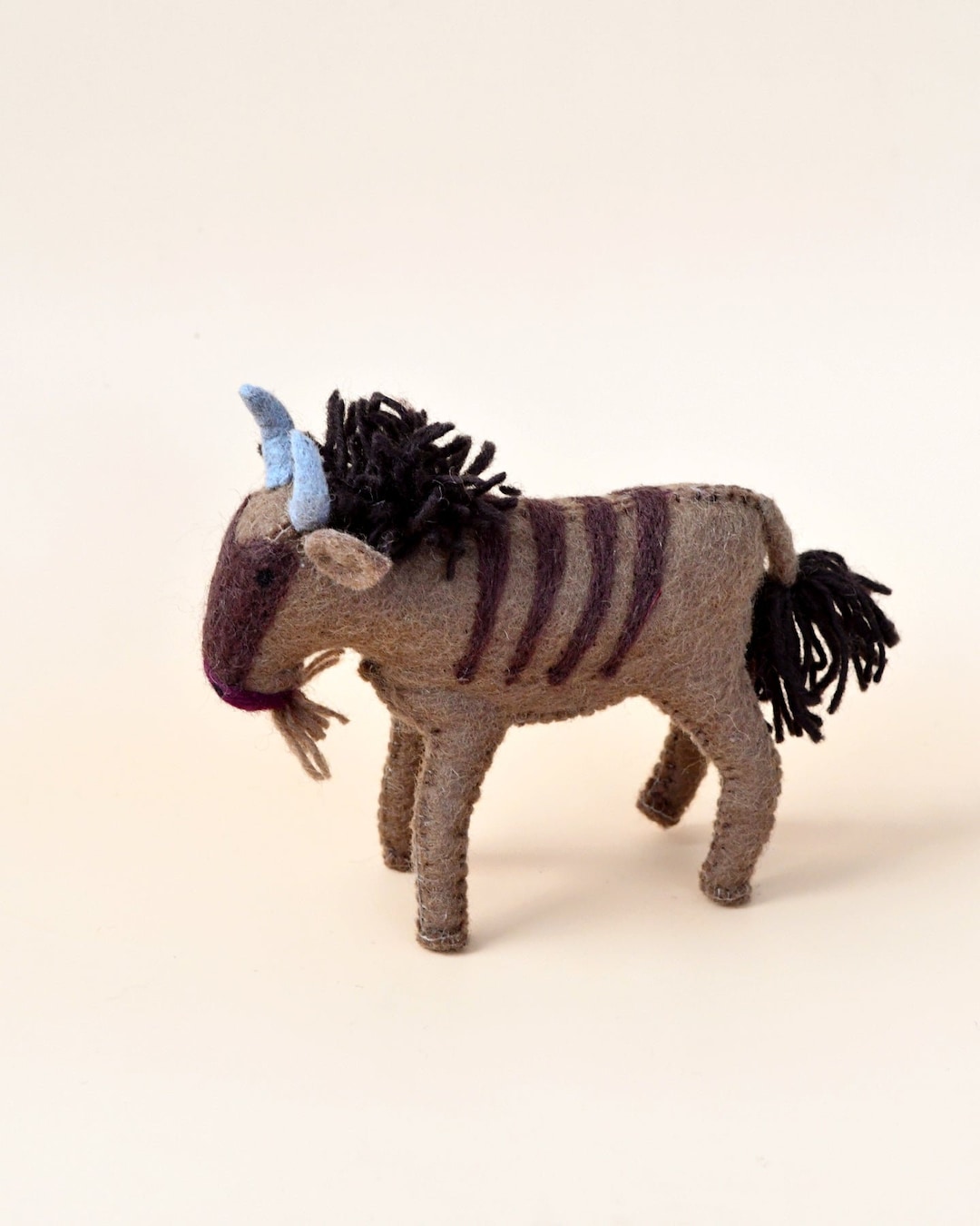 Felt Wildebeest Soft Toy for Safari Play | Felt Pretend Safari Toy ...