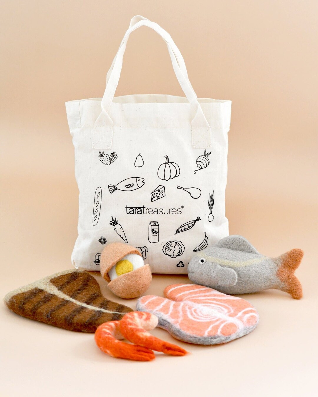 Felt Food Groups Set: Protein Felt Play Food - Felt T-bone Steak, Felt ...