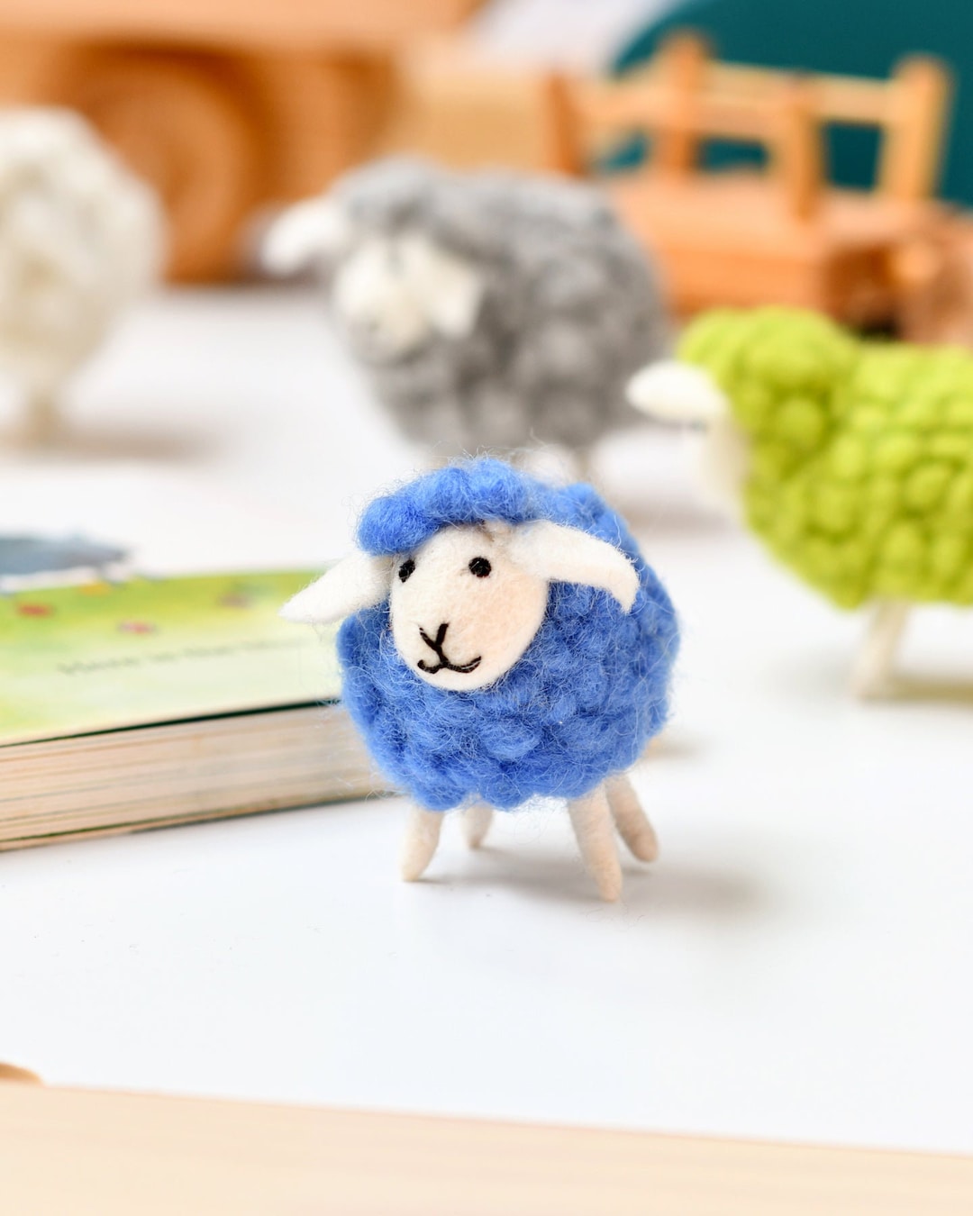 Felt Blue Sheep Toy, Farm Sheep Toy Made From Wool Felt, Book Companion ...