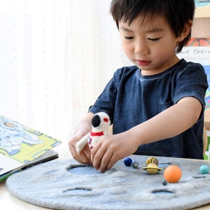 Moon Crater With Astronaut Space Felt Playscape | Moon Felt Playmat ...