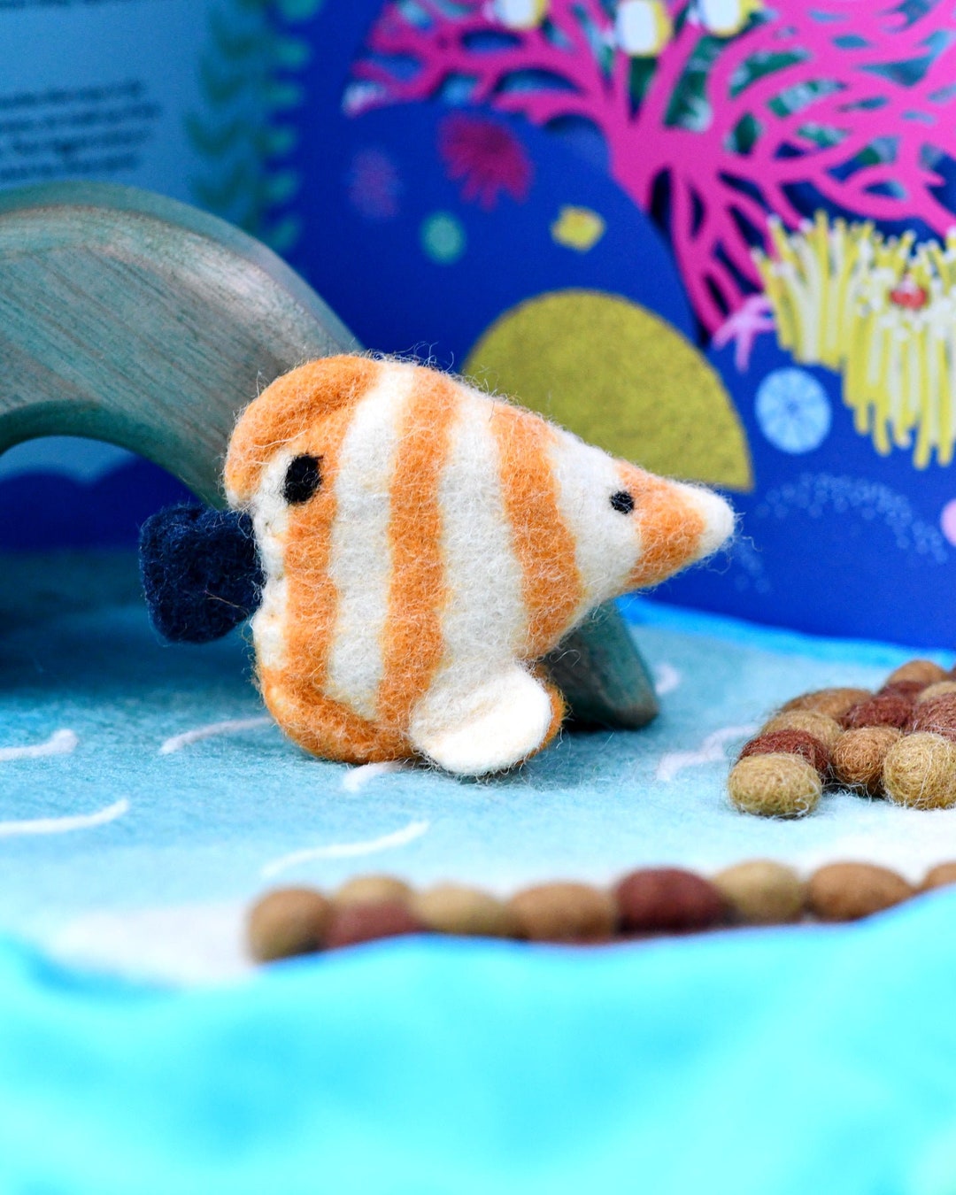 Felt Butterfly Fish Toy, Stripey Coral Reef Fish Needle Felted for ...