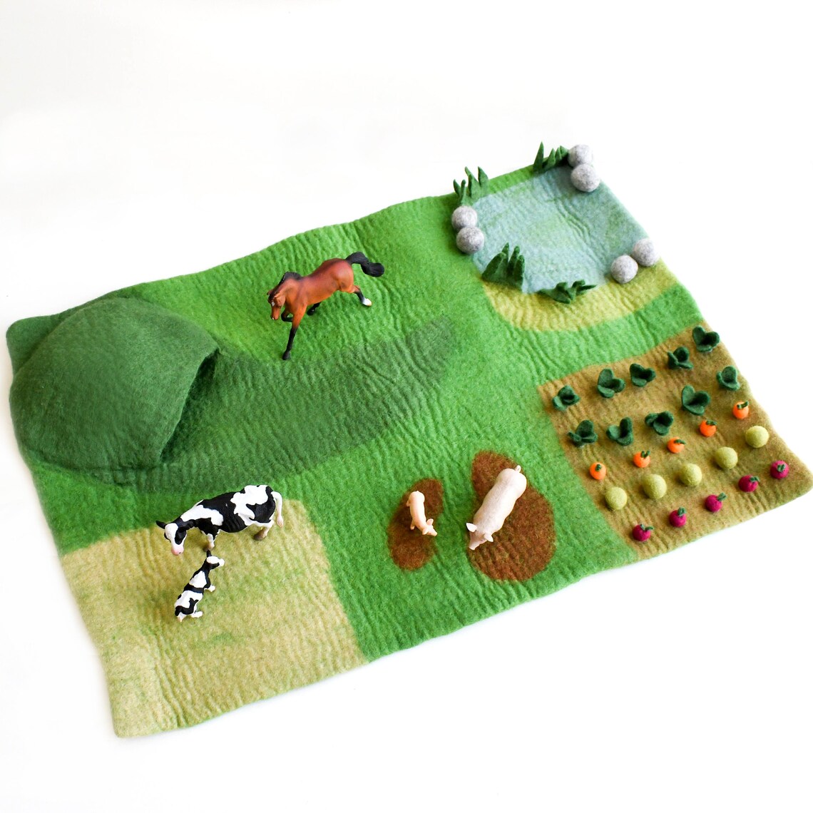Large Farm Barnyard Felt Playmat / Wool Felt Playscape / Made - Etsy ...