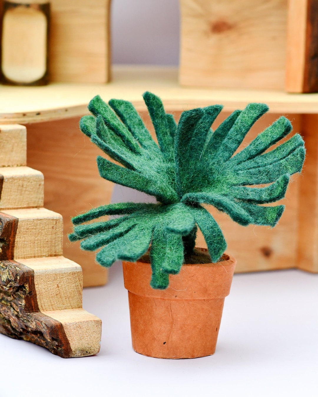 Felt Chalk Sticks Succulent Plant With Handmade Lokta Paper Pot, Felt ...