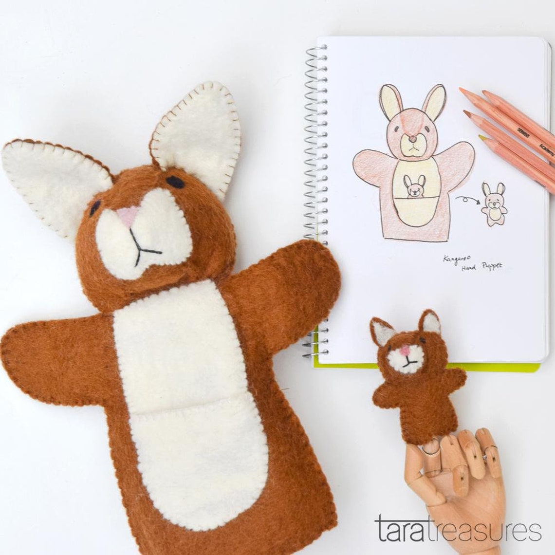 Brown Kangaroo With Joey Hand Puppet Made From Wool Felt - Etsy