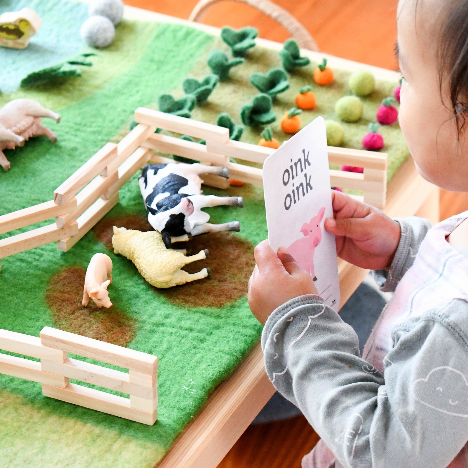 Large Farm Barnyard Felt Playmat, Wool Felt Playscape, Waldorf Steiner ...
