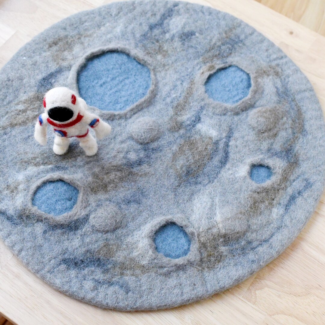 Moon Crater With Astronaut Space Felt Playscape | Moon Felt Playmat ...
