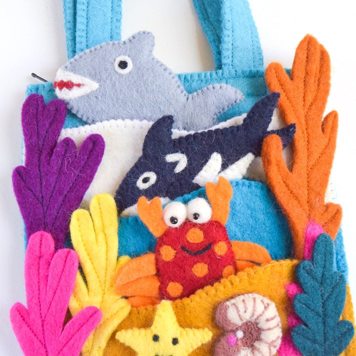 Felt Sea Playscape Bag for Ocean Finger Puppets Wool Felt | Etsy