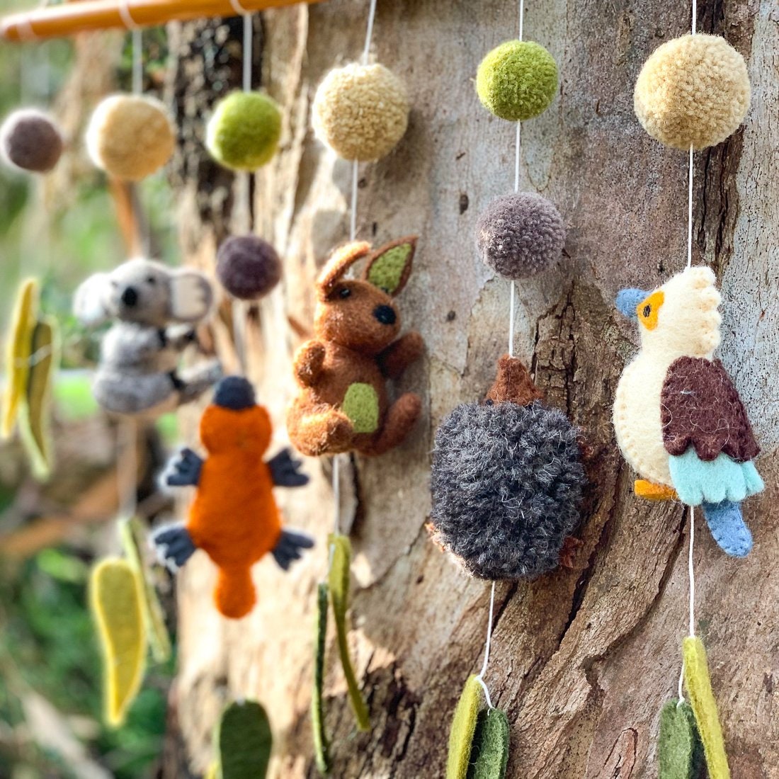 Nursery Cot Mobile Hanging, Australian Animals: Kookaburra, Echidna ...
