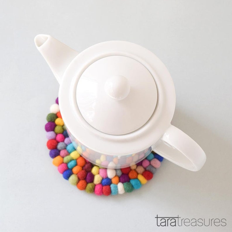 Colourful Felt Ball Teapot Trivet 15cm / Made From Wool Felt - Etsy