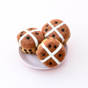 Felt Hot Cross Buns (set of 3), Hot Cross Buns Pretend Play Food, Felt ...
