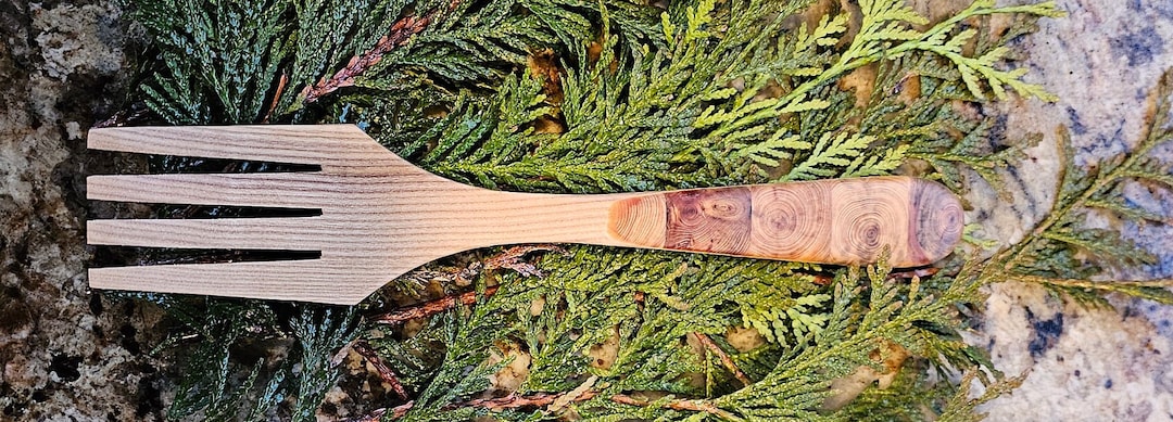 Juniper Wood Fork - Mosaic Pan Fork, Grill Fork, Cooking Fork, Durable ...