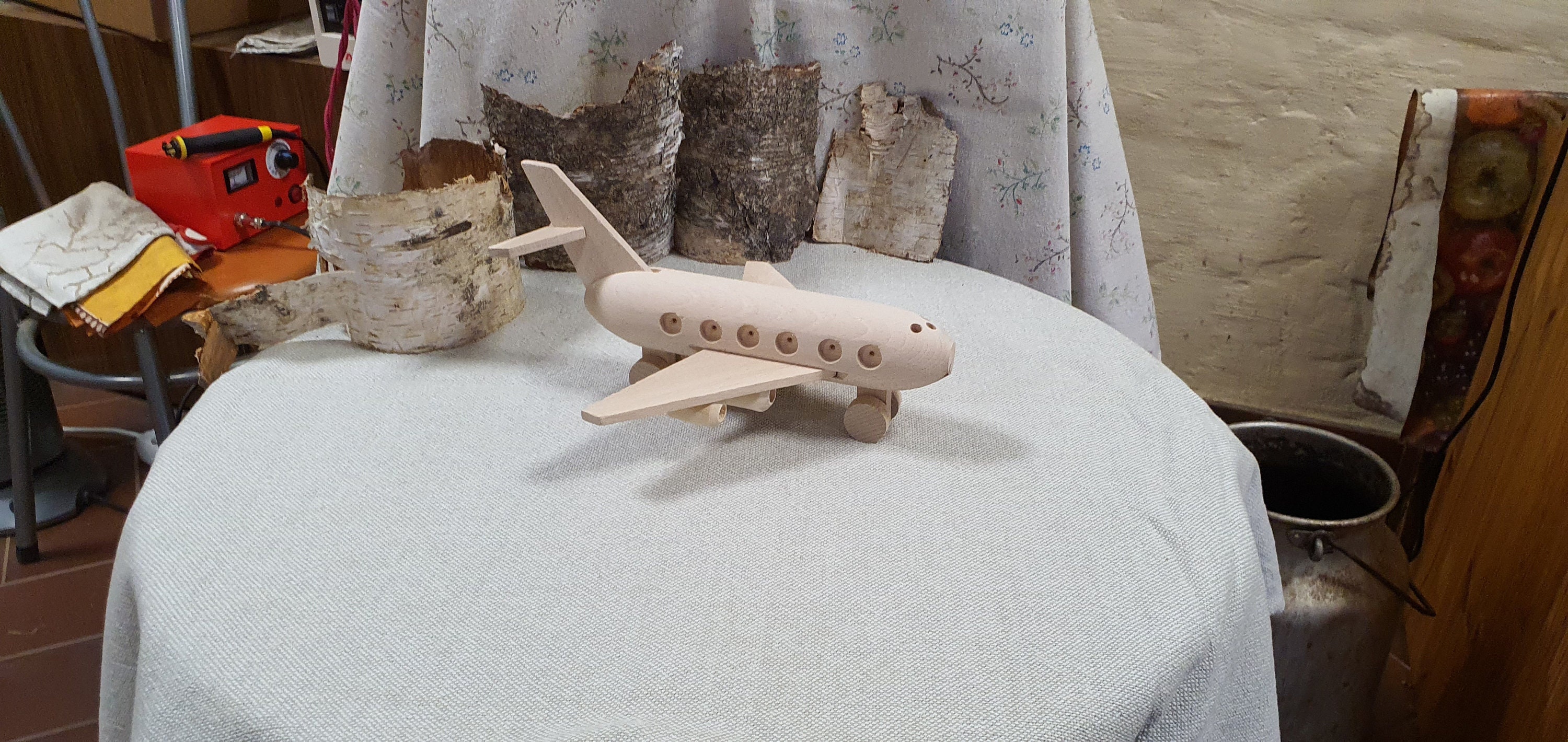 Handmade Wooden Airplane Toy for Toddlers - Natural Birch Playroom Gift ...