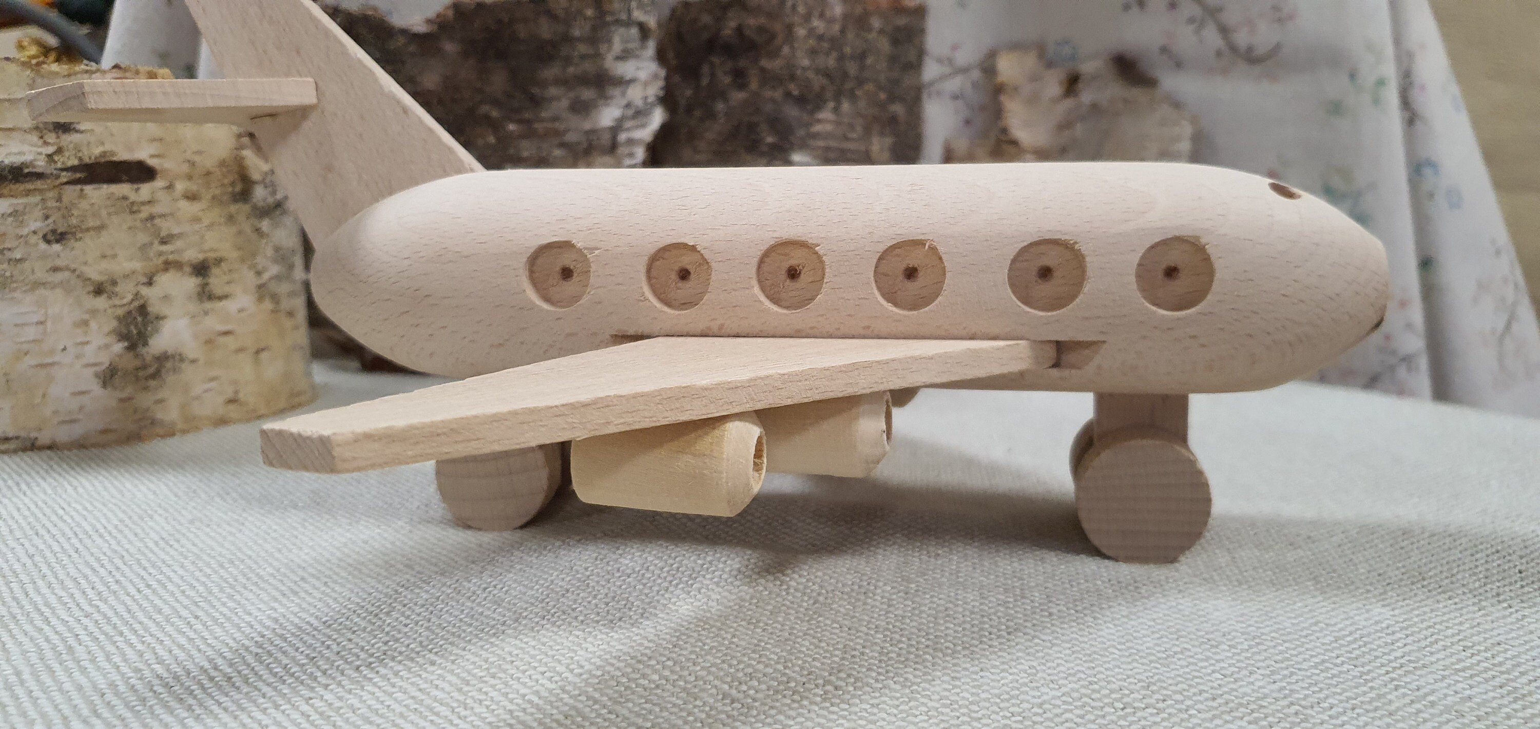 Handmade Wooden Airplane Toy for Toddlers - Natural Birch Playroom Gift ...