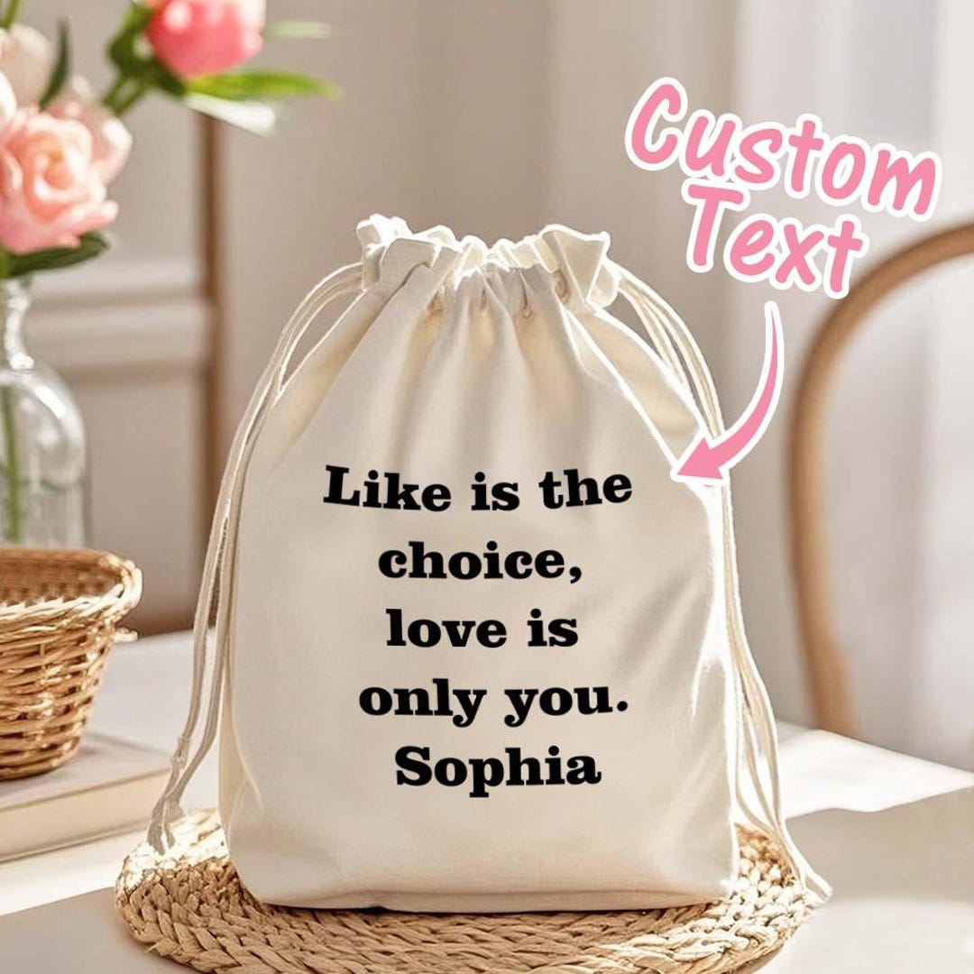 Custom Text Drawstring Canvas Bag – Personalized Travel Organizer - Etsy