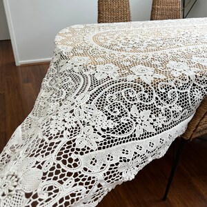Vintage Tablecloth Antique Tablecloth Handmade Crochet Tablecloth Large ...