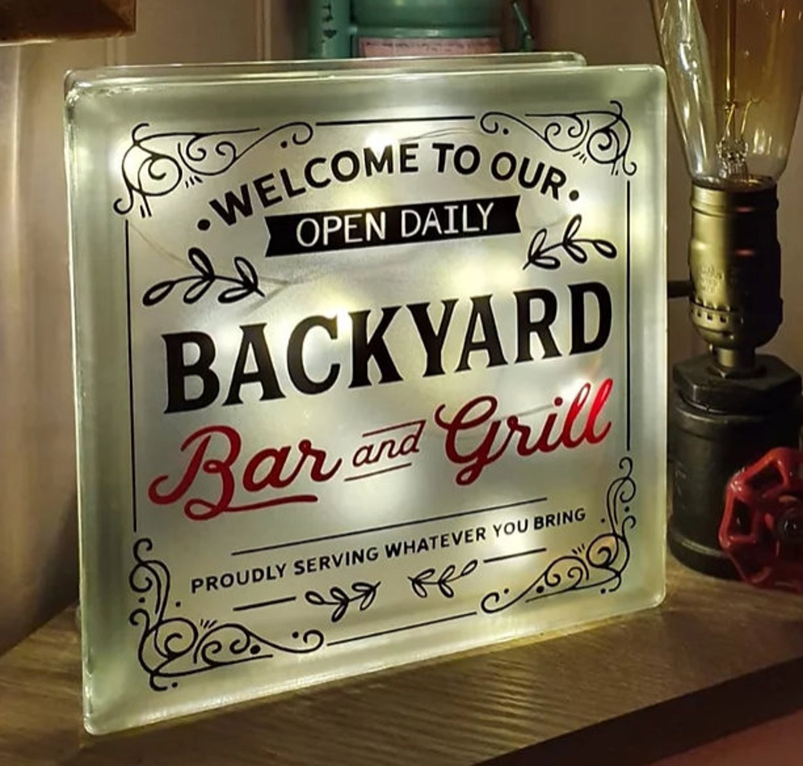 Glass Block SVG Bar Sign Design Cut File Instant Download | Etsy